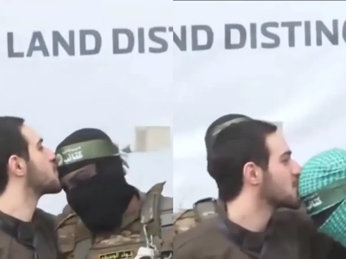 Stockholm Syndrome? Israeli hostage seen kissing Hamas militants on ...