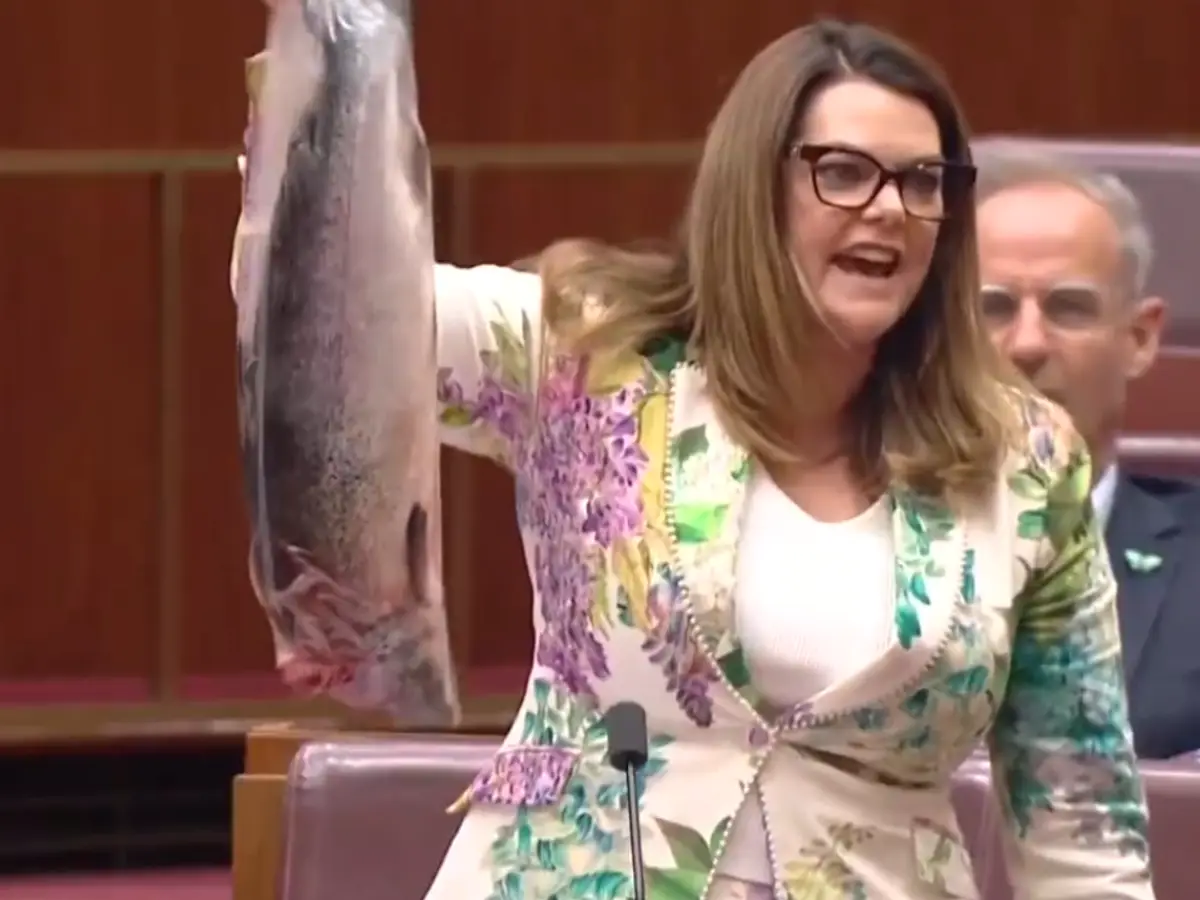 'Extinction salmon': Australian senator pulls out dead fish in ...