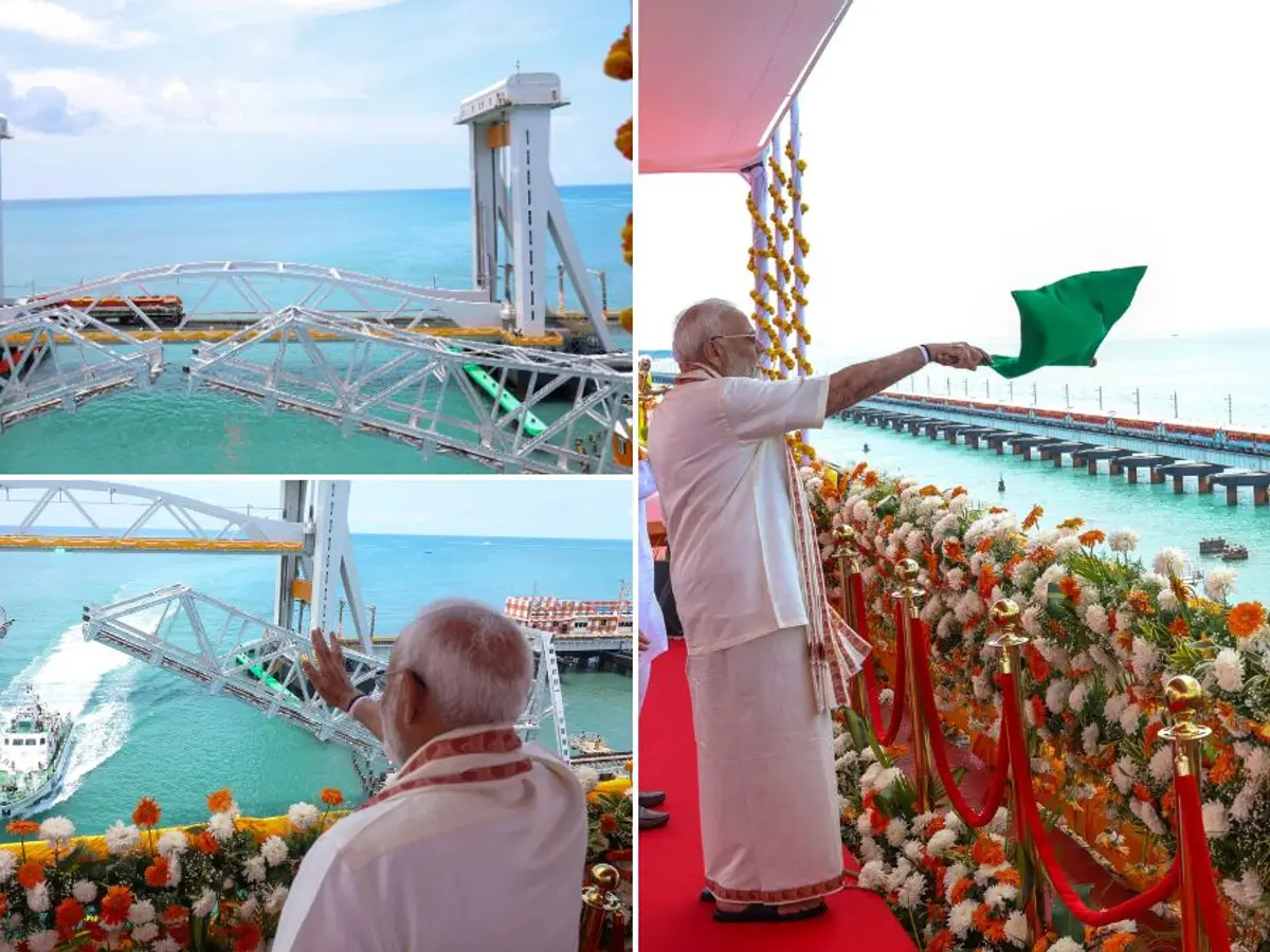 PM Modi inaugurates India's first vertical lift sea bridge in Tamil ...