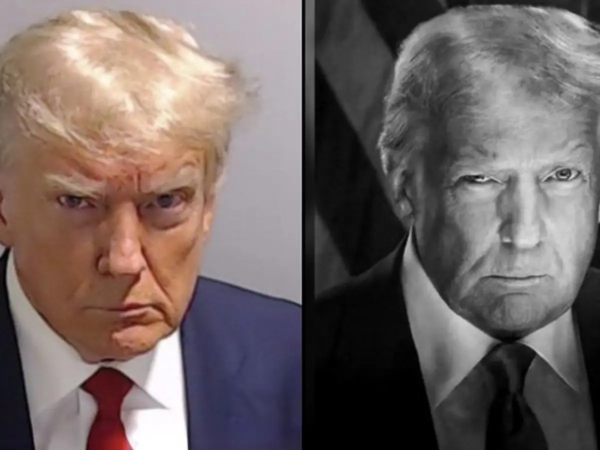 Trump's inauguration portrait is recreated version of his 2023 mugshot ...