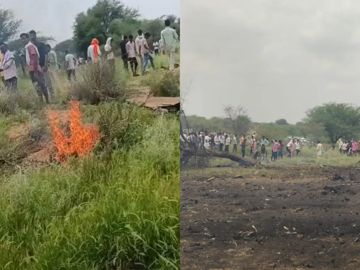 Churu Fighter Jet plane crash : चूरू के भानुदा में क्रैश हुआ फाइटर ...