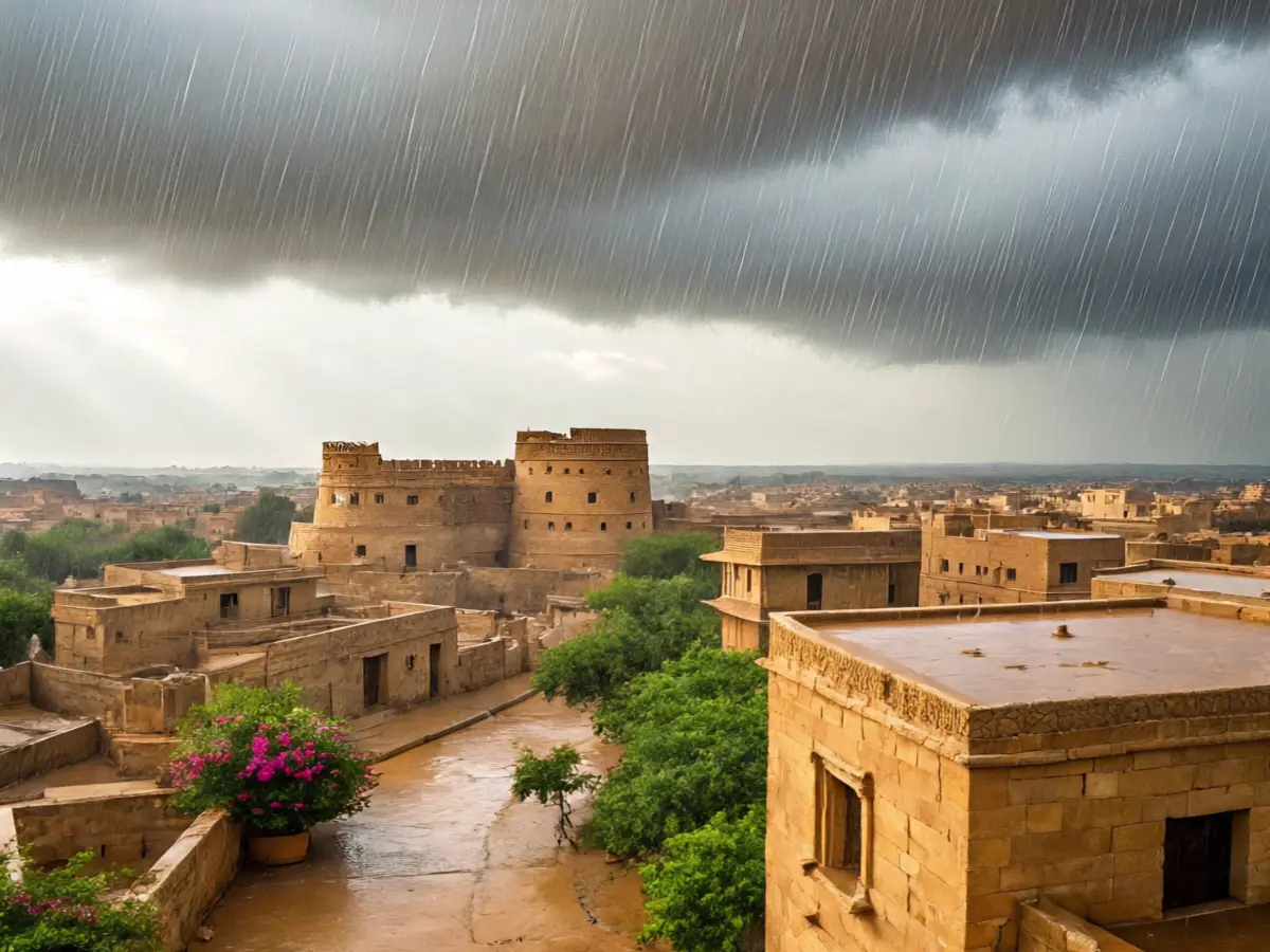 Jaisalmer Weather | जैसलमेर में बदला मौसम! बादलों की उमड़-घुमड़, बारिश ...