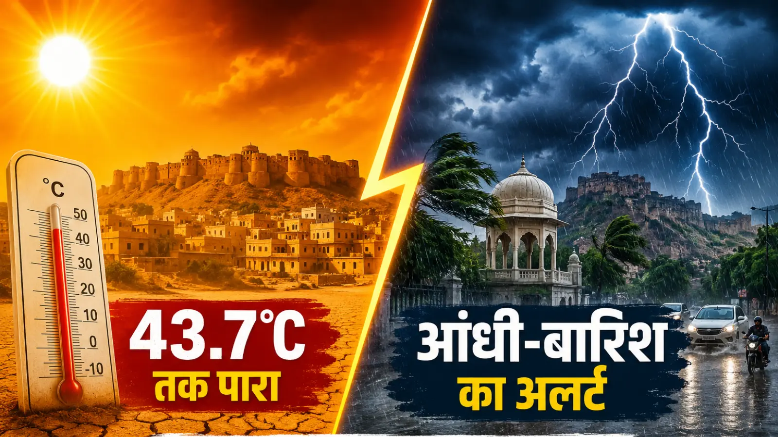 Jaipur: राजस्थान में मौसम का डबल अटैक,9 जिलों में आंधी-बारिश का ऑरेंज ...