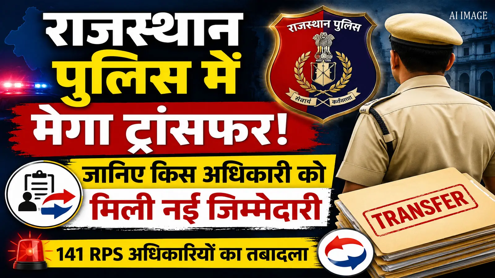 Rajasthan RPS Transfer List | राजस्थान पुलिस में बड़ा फेरबदल! एक झटके ...